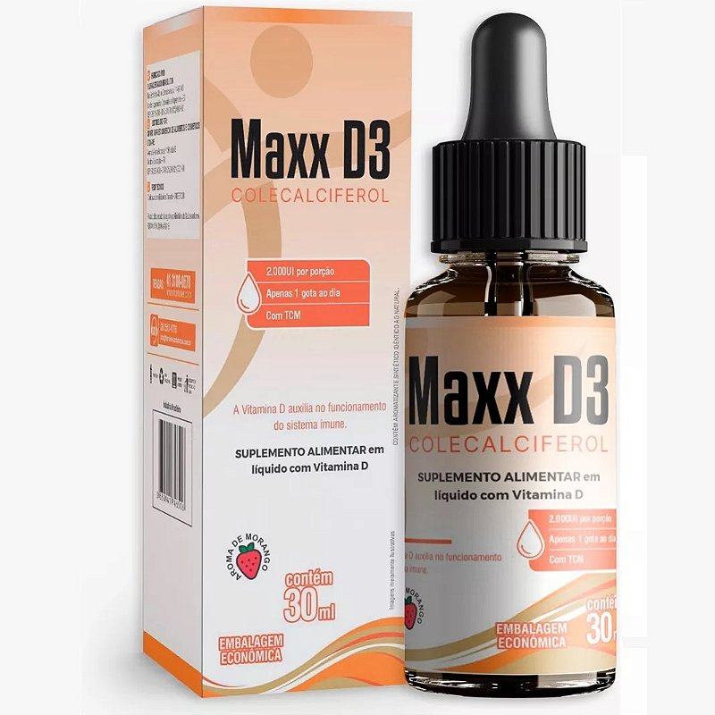 Vitamina D3 Colecalciferol 30ml 2000UI/gota Maxx D3 Com TCM - PlenaVie ...