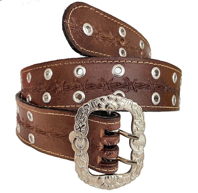 Cinto Country Muladeiro Cowboy em Couro Legitimo com Ilhós unisex ...
