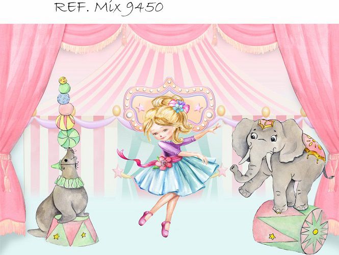 Painel Retangular Decorativo Para Festa Circo Rosa - MIX ESTILOS Fundos ...