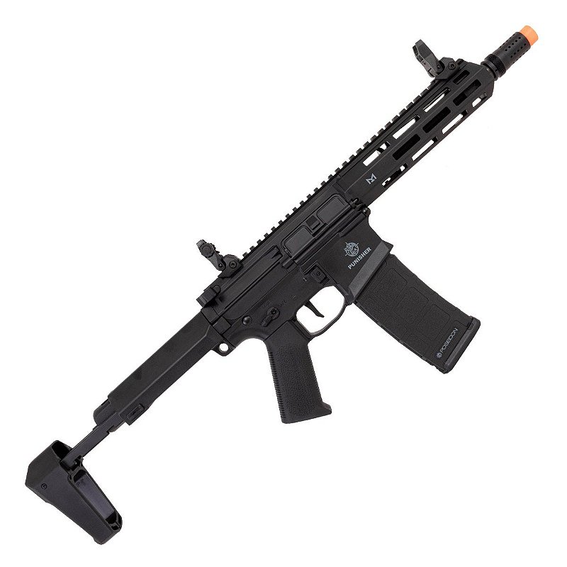 RIFLE DE AIRSOFT M4 PDW PUNISHER 1 AEGR PRETA GATILHO ELETRÔNICO ...