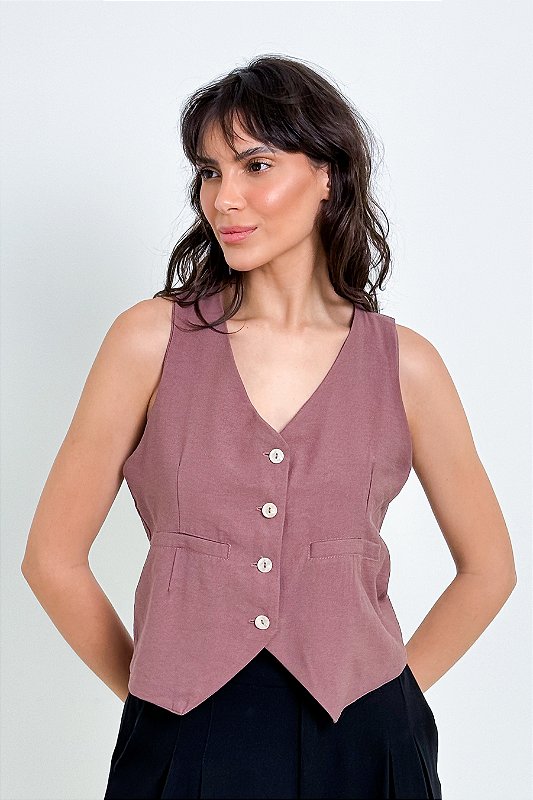 Colete Liso Color Botões - Zás! Loja