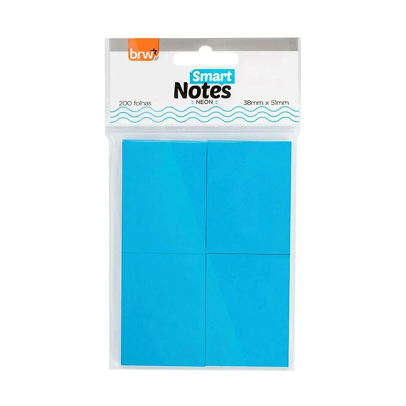 BLOCO SMART NOTES 38X51MM AZUL NEON - 50FLS - 4BLOCOS - Acalanto
