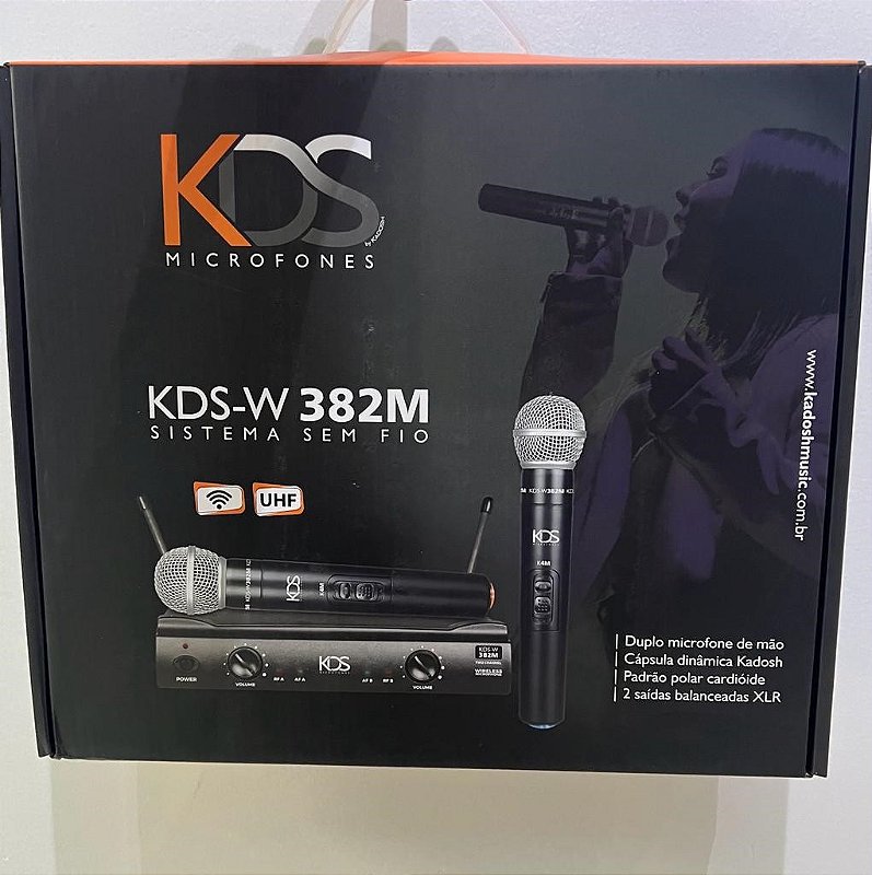 Microfone Kadosh sem Fio Duplo de mão Uhf Kds-W 382M - Loja de ...