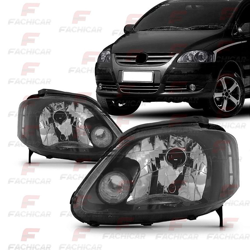FAROL DO FOX 2003 A 2009 SIMPLES MASCARA PRETA - FACHICAR - AUTO SHOPPING