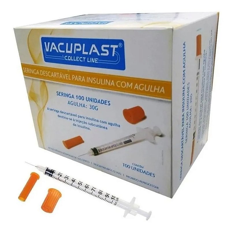 Seringa Insulina Botox 1ml Agulha Ultra Fina 8,0x0,30 30g 100 unidades ...