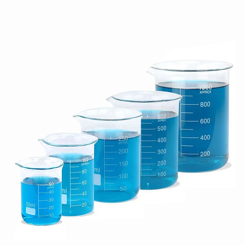Kit Becker Bequer Vidro Graduado 50ml , 100ml, 250ml, 600ml E 1000ml ...