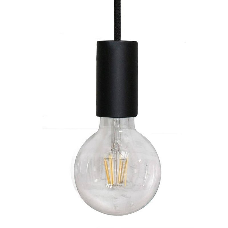 Pendente Socket 150cm Preto para 1 Lampada E27 - Shopping dos Lustres
