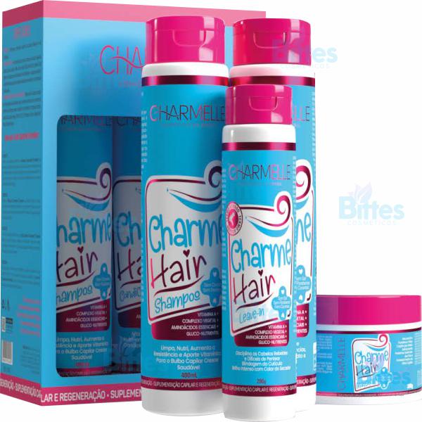 KIT CHARME HAIR CHARMELLE COSMÉTICOS SUPLEMENTO CAPILAR E REGENERAÇÃO ...