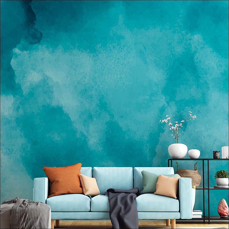 Papel de Parede Aquarela Azul - Alô Papers