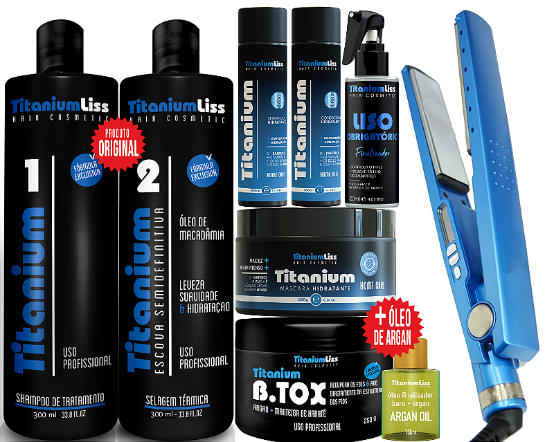 Kit Semi Definitiva Titanium Liss +Bbtox+ Chapinha + Kit Home Care + L ...