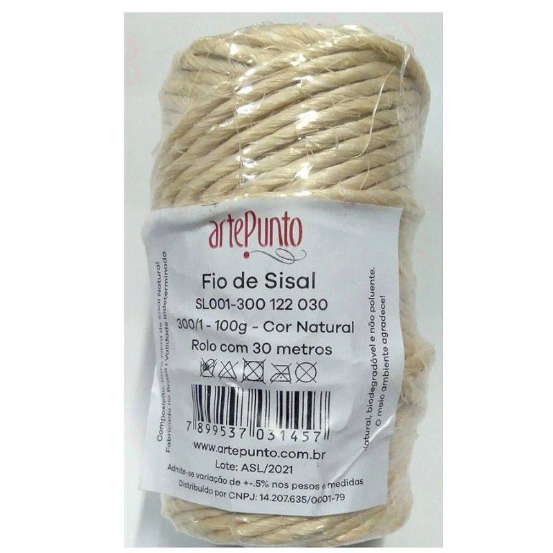 Fio De Sisal 300/1 - 100gr - Cor Natural - 30mt - Artepunto - Loja de ...
