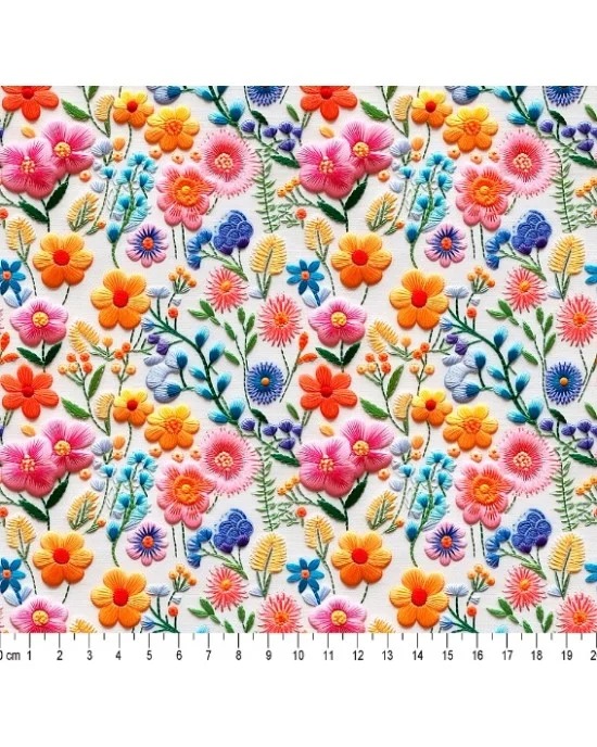 Tricoline Digital 3D Floral Laura 100% Algodão 50cm x 1,50mt - Loja de ...