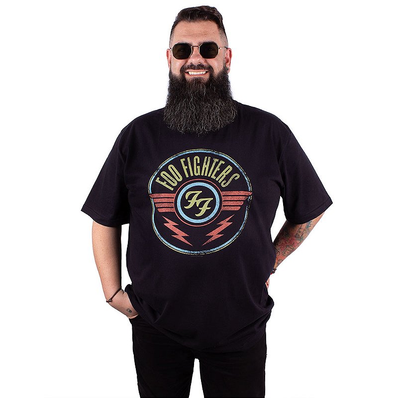 Camiseta Plus Size Foo Fighters Logo Preta - Art Rock Camisetas ...