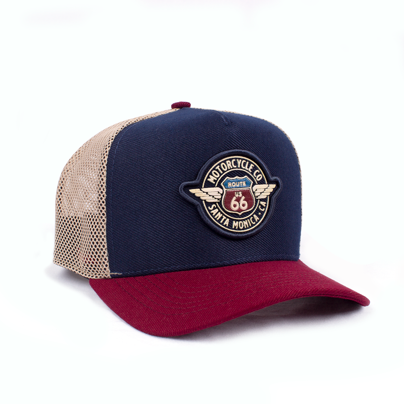 Boné Trucker Motorcycle Co - Vinho e Marinho - TODO SITE ATÉ 60% OFF - Art Rock Camisetas