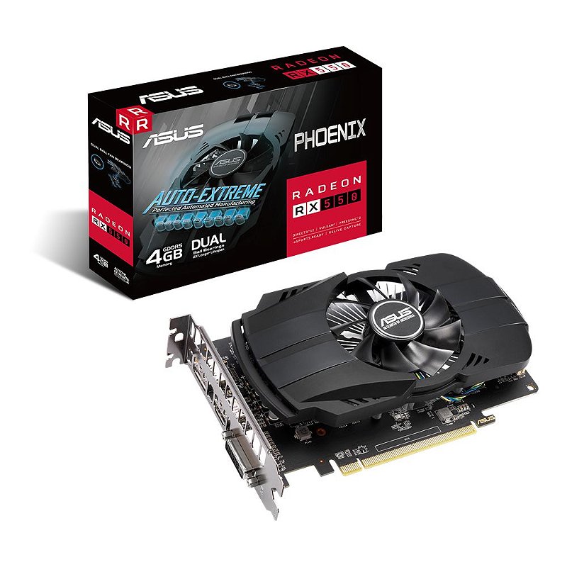 Placa de Vídeo Asus Phoenix RX 550 4GB, GDDR5 - Loja Zeus Games