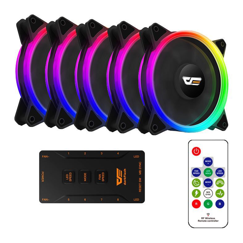 Kit Cooler Aigo Darkflash Dr12 Pro, 5 fans, RGB, 120mm - Loja Zeus Games