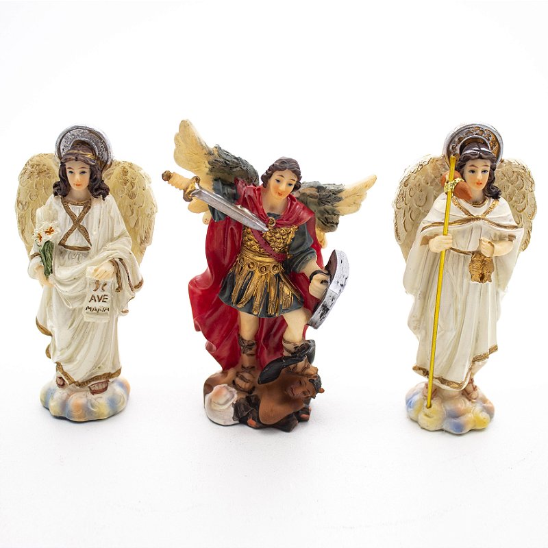 Kit Imagem Arcanjos Gabriel Miguel Rafael Importado Resina 10 cm - Amém ...