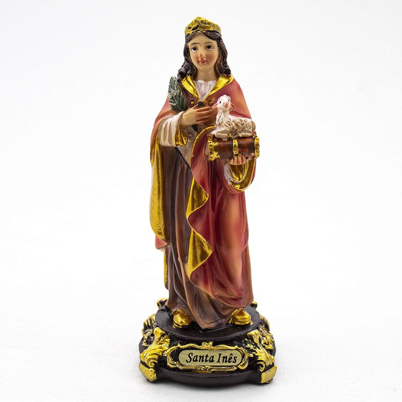 Imagem Santa Inês Importada Resina 12,5 cm - Amém decoração religiosa