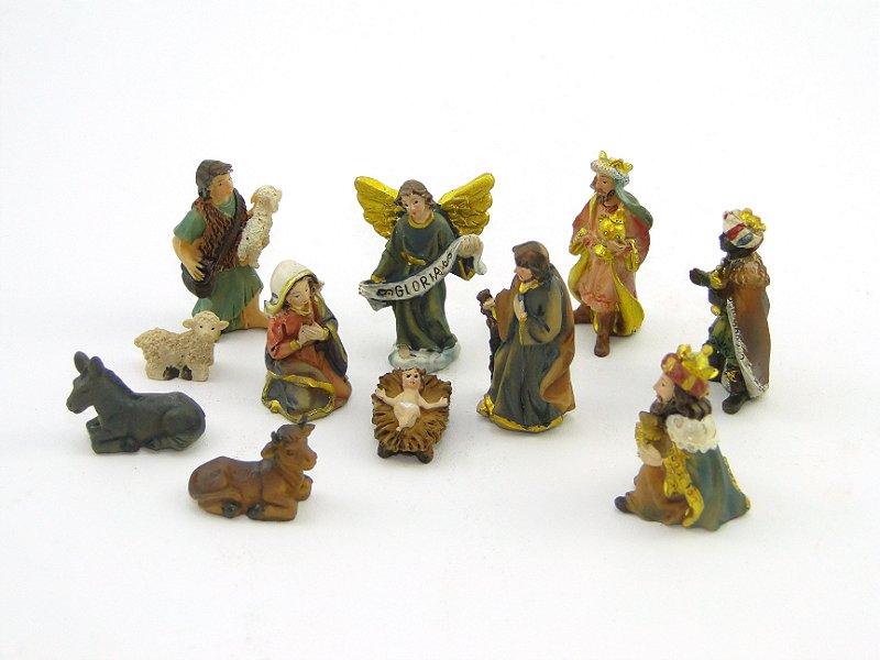 Mini Presépio Resina 11 Peças 4 cm - Amém decoração religiosa
