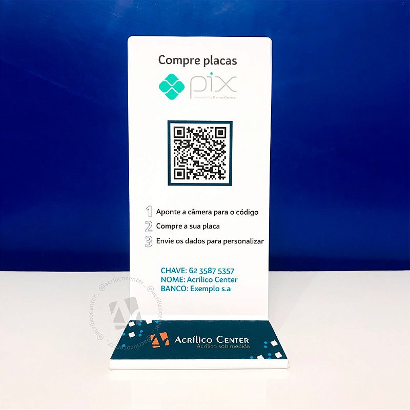 Placa Pix 1 QR Code Básica - Acrílico Center