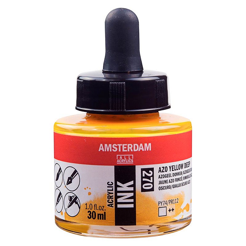 Tinta Acrílica Líquida Amsterdam Ink Azo Yellow Deep 270 30ml ...