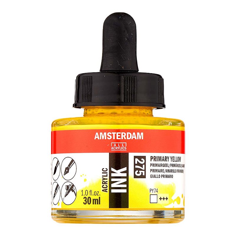 Tinta Acrílica Líquida Amsterdam Ink Primary Yellow 275 30ml ...