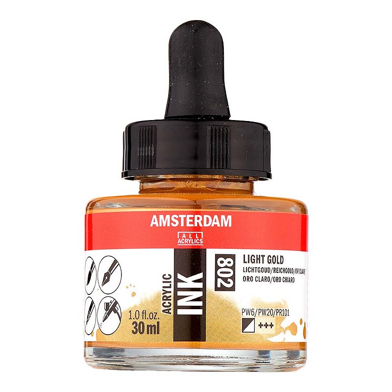 Tinta Acrílica Líquida Amsterdam Ink Ouro Claro 802 30ml - Artistika ...