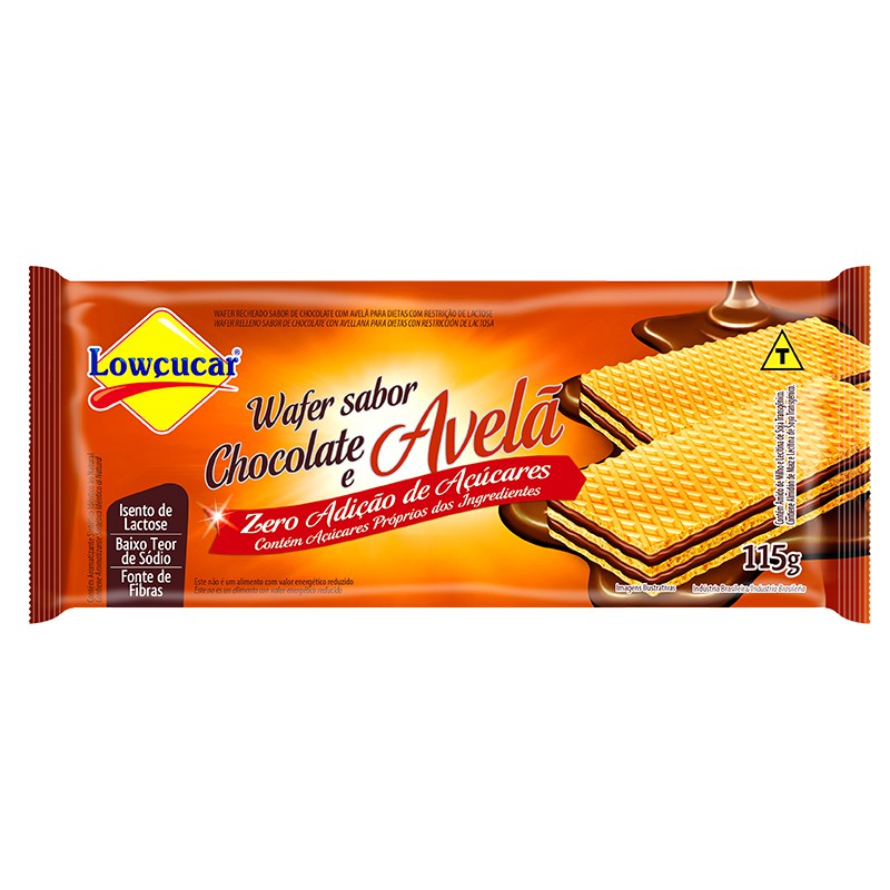 Bolacha Wafer Lowçucar Sabor Chocolate E Avelã Zero Açucar 115g - Nosso ...