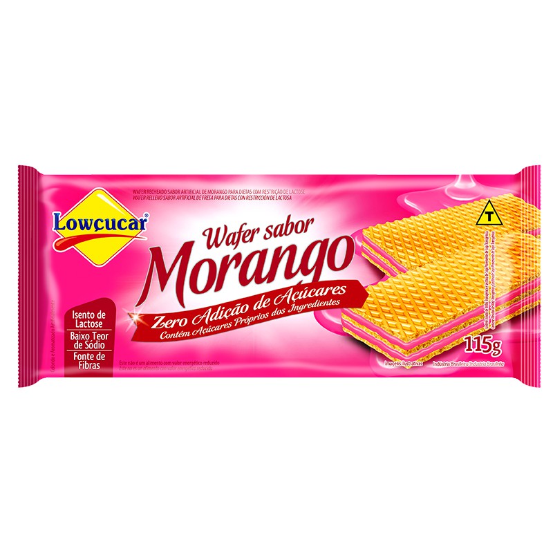 Bolacha Wafer Lowçucar Sabor Morango Zero Açucar 115g - Nosso Armazém ...