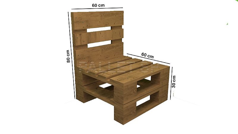Sofá De Pallet Euro Madeira Individual 60x60 cm - Pallet SP