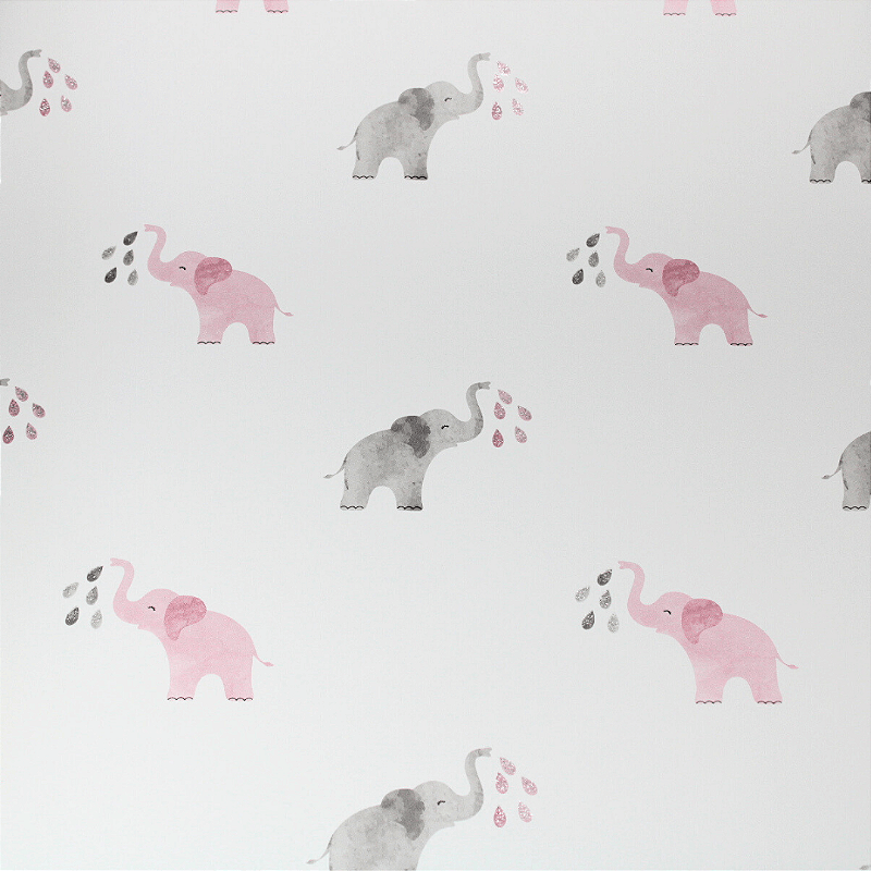 Papel de Parede Elefantes em Tom de Gelo Rolo com 10 Metros - Papel de ...