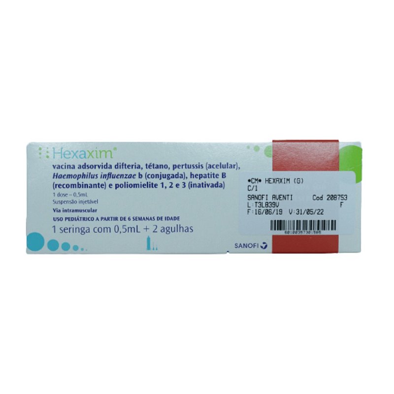 Hexavalente Hexaxim Sanofi DTPA+HB+IPV/HIB - Vacinaclean