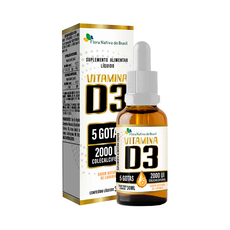 Vitamina D3 2000UI Em Gotas 30ml Sabor Laranja - Flora Nativa ...