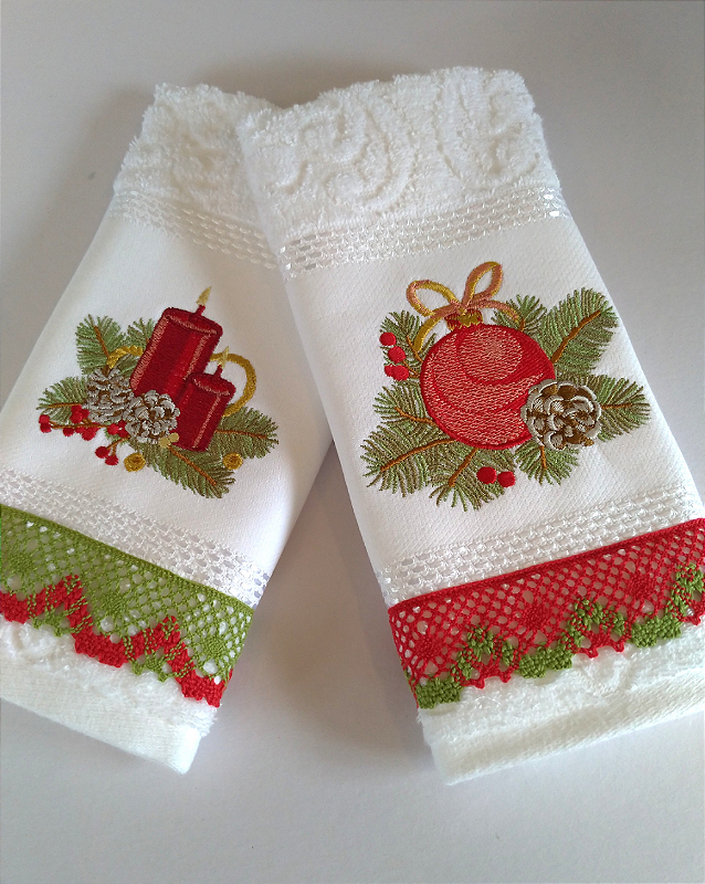 Kit toalha de lavabo de Natal - EH Bordados - Toalhas bordadas