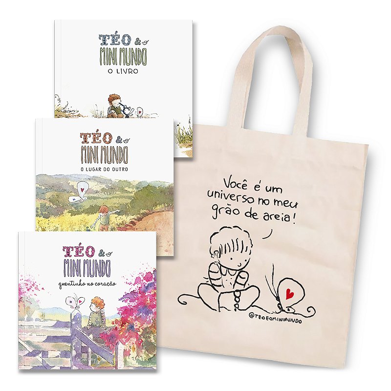 Coleção Téo & O Mini Mundo EM DOBRO + 2 Ecobags - Pacote com 2 kits ...