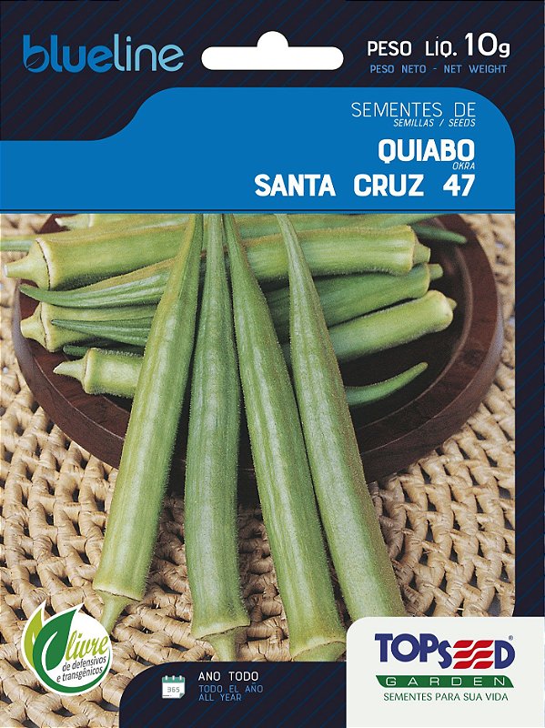 Semente de Quiabo Santa Cruz 47 - Casa das Sementes Lavras