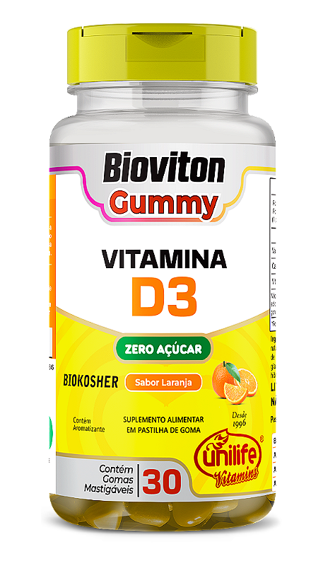 Vitamina D3 Bioviton - Sabor Laranja - 30 Gomas Mastigáveis ...