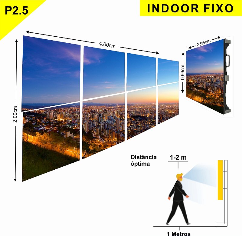 Painel de Led 4X2 P2.5mm Indoor Linha Fixa - Skypix - R2 Luz ...