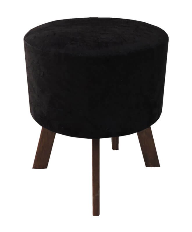 PUFF RETRO REDONDO SUEDE PRETO - Sellercom