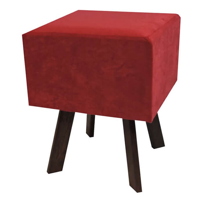 Puff retro quadrado suede vermelho - Sellercom