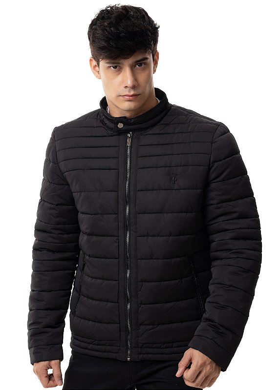 Jaqueta masculina em nylon com botão e zíper - MYROFICIAL