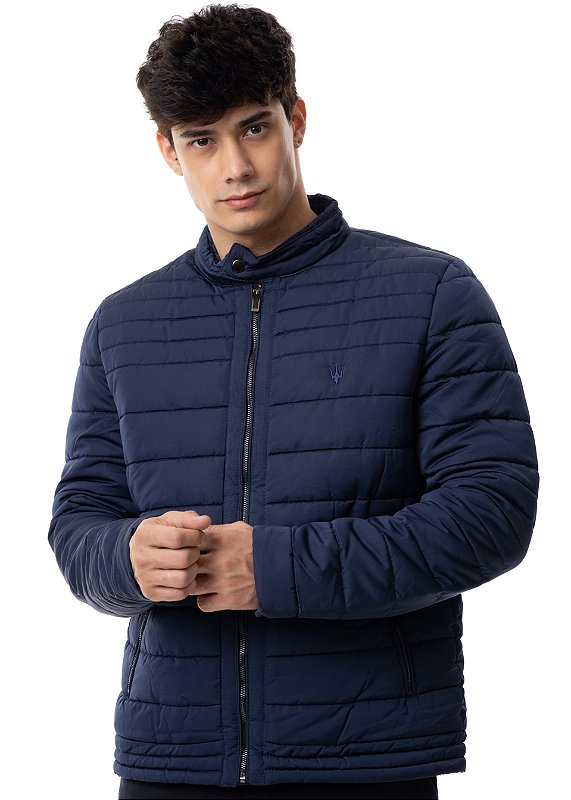 Jaqueta masculina em nylon com botão e zíper - MYROFICIAL