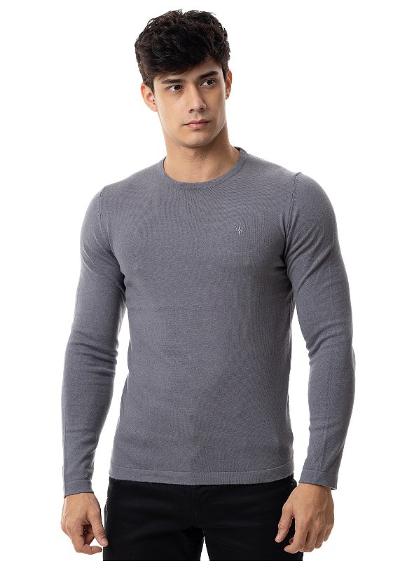 Suéter masculino gola contrastada - MYROFICIAL