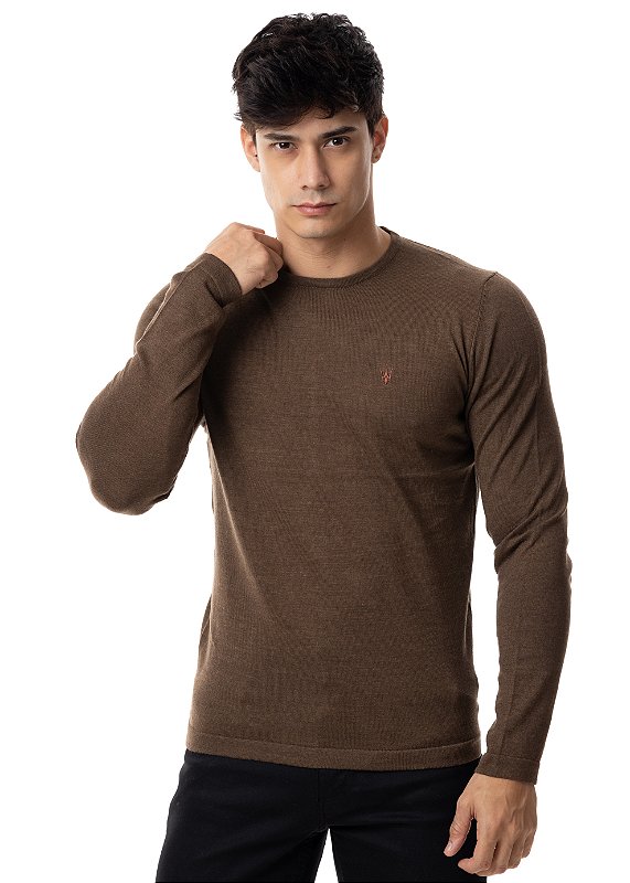 Suéter masculino gola contrastada - MYROFICIAL