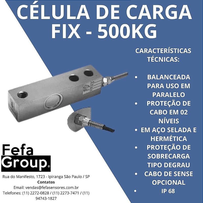Célula de Carga Modelo Fix Capacidade 500kg - Lojas Fefa