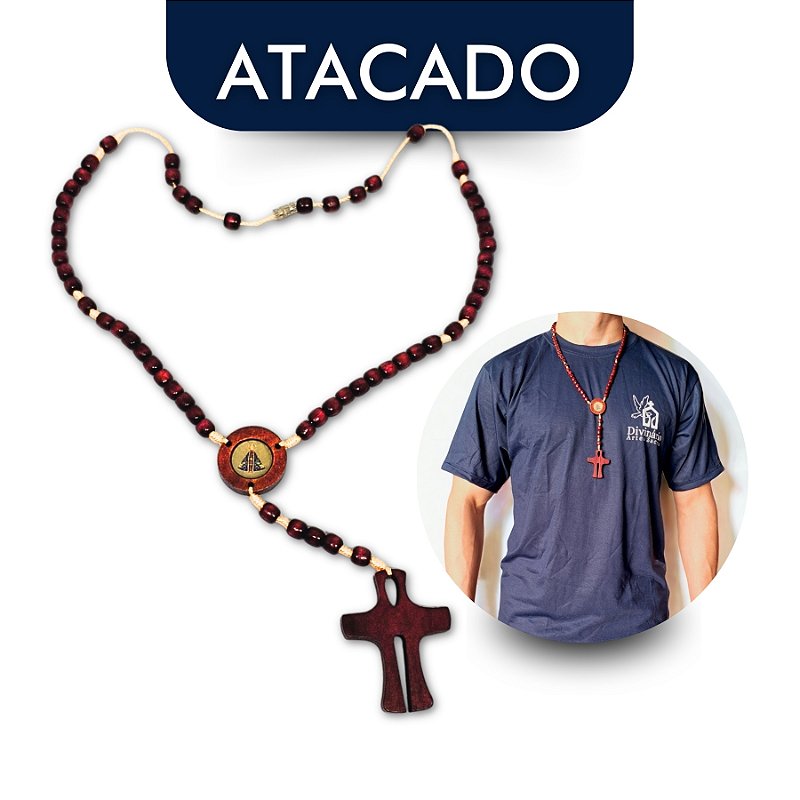 Terço De Pescoço Em Madeira Atacado - Divinário | Melhor da arte religiosa!