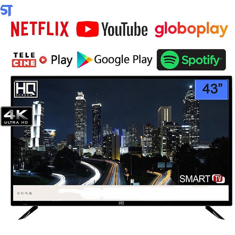 Smart TV LED 43 hq HQSTV43NY Ultra HD 4K, Conversor Digital, 2 Hdmi, 2 ...