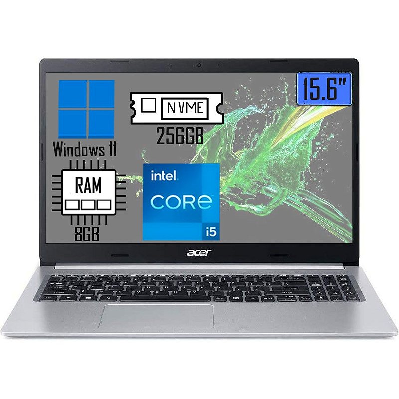 Notebook Acer Aspire 5 Intel Core i5 10210U 10ªGen 8GB 512GB SDD Nvme ...