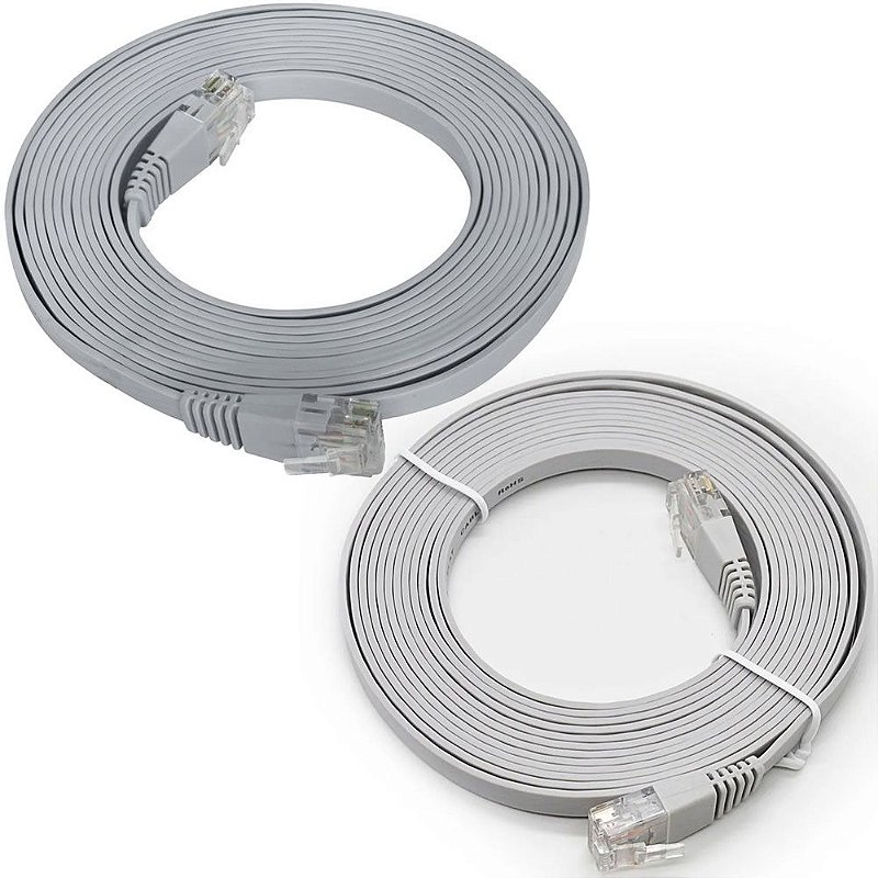 Patch Cord Flat Cable RJ45 Gigabit Flexível Cat6 3m Cinza - SobralTech Patch Cord Flat Cable RJ45 Gigabit Flexível Cat6 3m Cinza - SobralTech