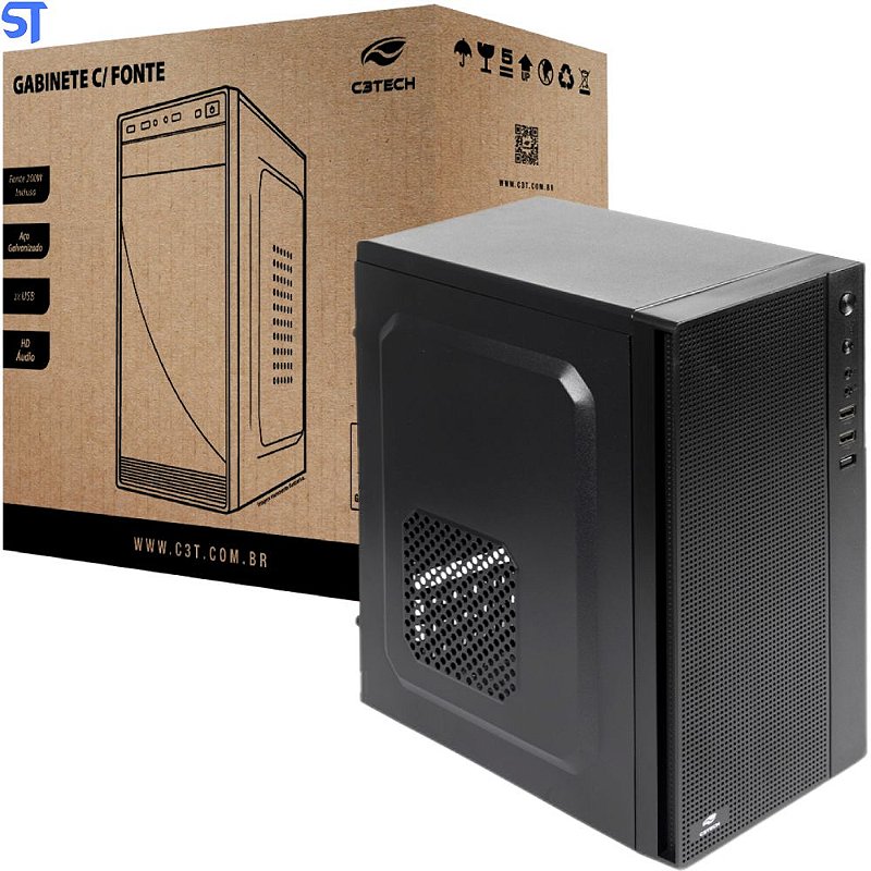 Gabinete Micro ATX MT-28BK com Fonte 200W C3Tech - SobralTech